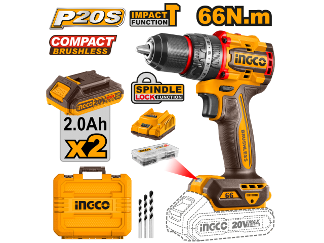 CIDLI20668 20V LI-ION COMPACT BRUSHLESS CORDLESS IMPACT DRILL 66Nm ...